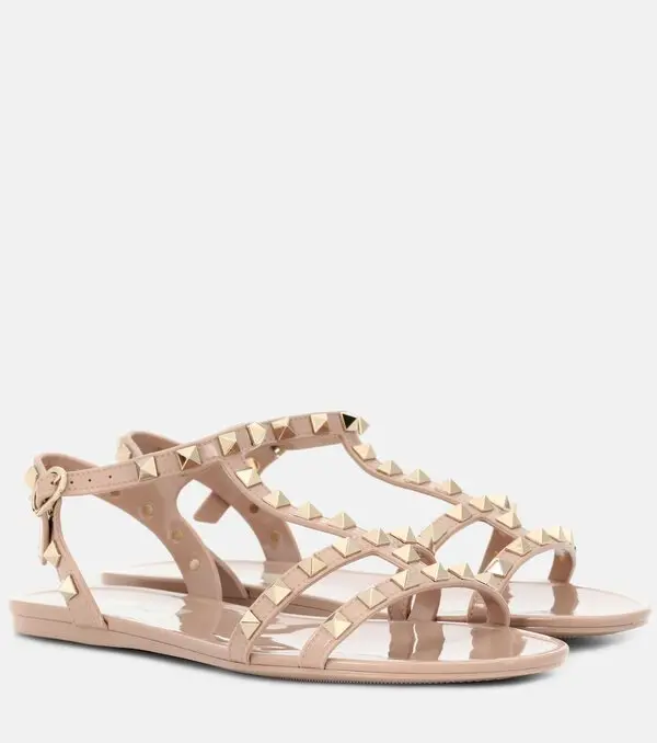 Valentino Garavani Rockstud Pvc Sandals - Beige