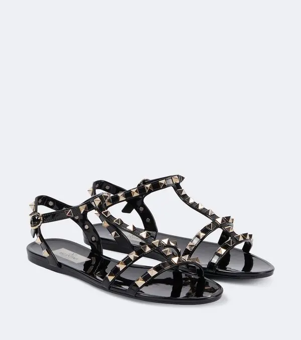 Valentino Garavani Pvc Rockstud Sandals - Coal