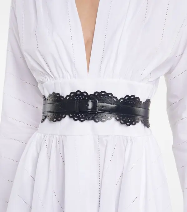 Alaïa Laser-cut Leather Belt - Black