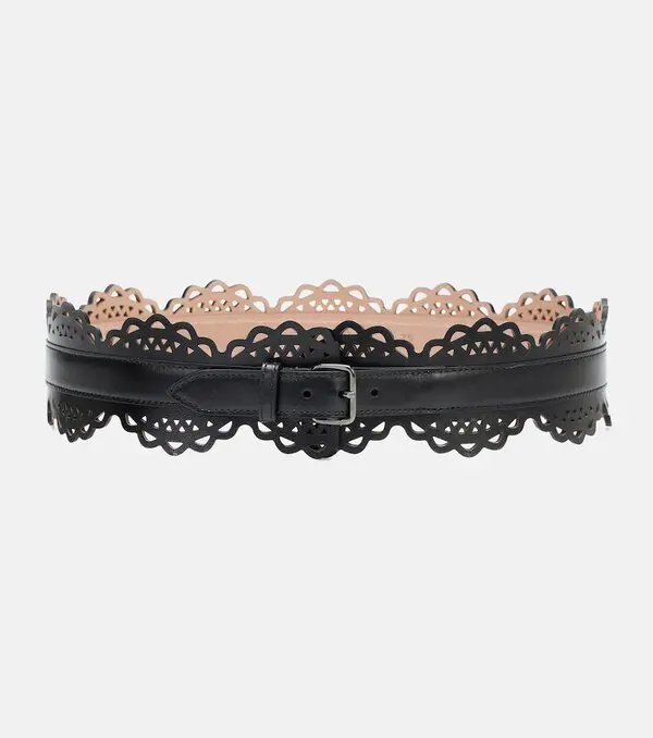 Alaïa Laser-cut Leather Belt - Black