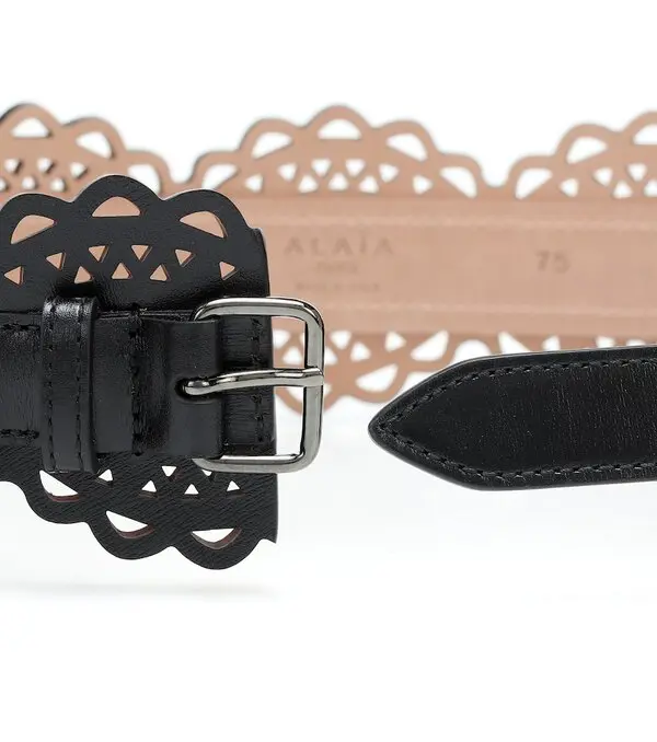 Alaïa Laser-cut Leather Belt - Black
