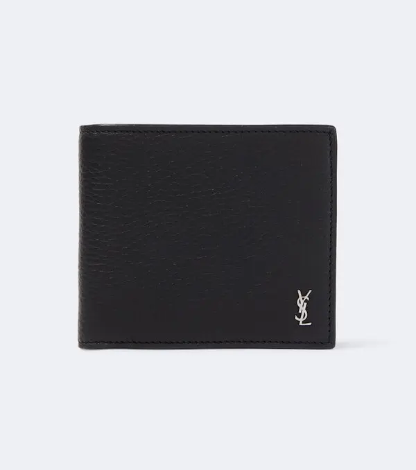 Saint Laurent Tiny Cassandre East/west Leather Wallet - Black