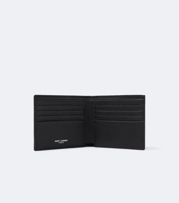 Saint Laurent Tiny Cassandre East/west Leather Wallet - Black