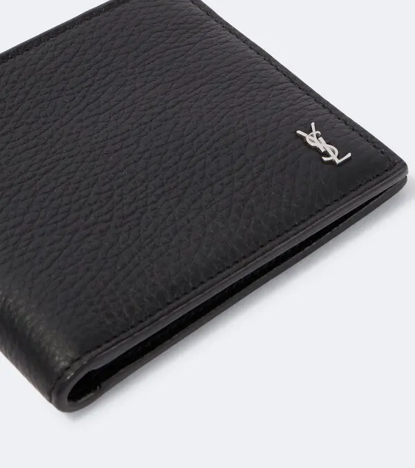 Saint Laurent Tiny Cassandre East/west Leather Wallet - Black