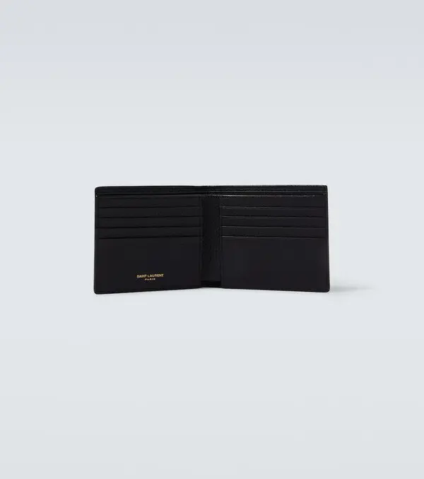 Saint Laurent Tiny Cassandre East/west Leather Wallet - Black