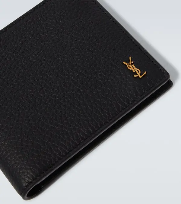 Saint Laurent Tiny Cassandre East/west Leather Wallet - Black