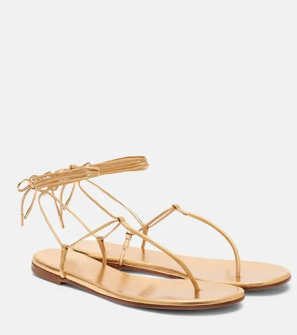 GIANVITO ROSSI Gwyneth Thong Sandals - Gold