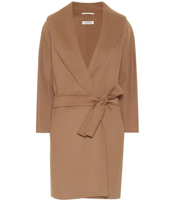 Max Mara Messi Belted Virgin Wool Coat - Beige