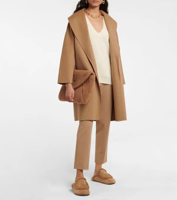 Max Mara Messi Belted Virgin Wool Coat - Beige