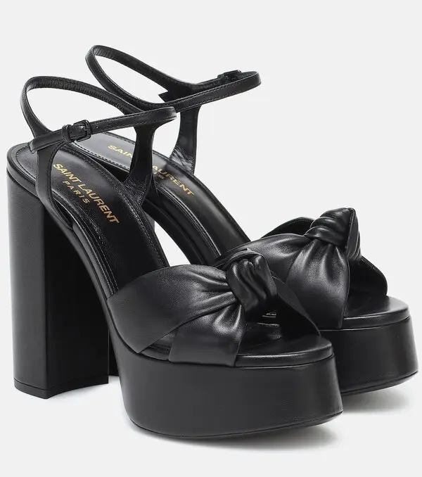 Saint Laurent Bianca 125 Leather Platform Sandals - Black