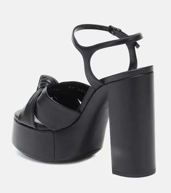Saint Laurent Bianca 125 Leather Platform Sandals - Black
