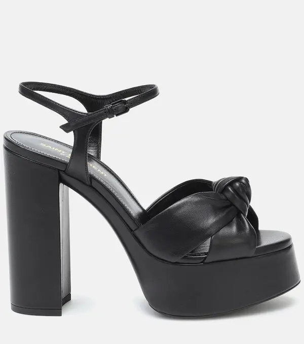 Saint Laurent Bianca 125 Leather Platform Sandals - Black