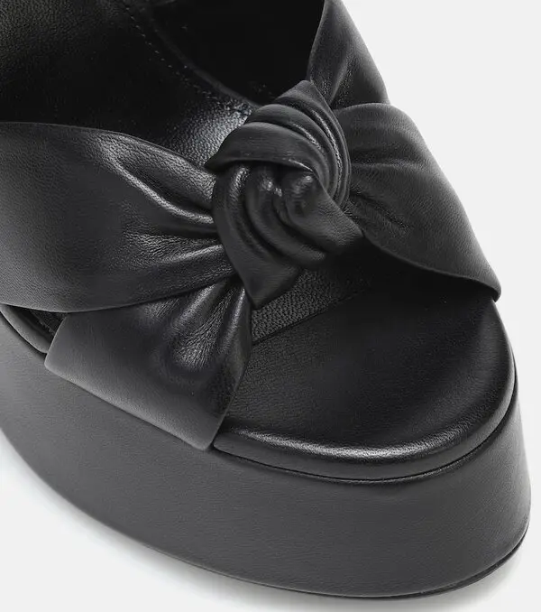 Saint Laurent Bianca 125 Leather Platform Sandals - Black