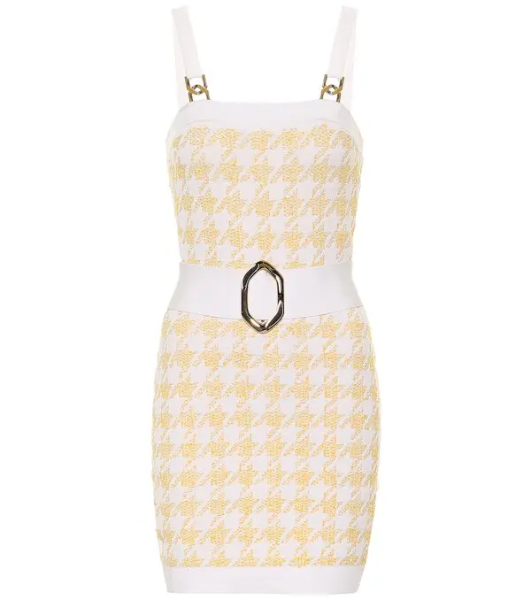 Balmain Exclusive To – Houndstooth Jacquard Bodycon Minidress