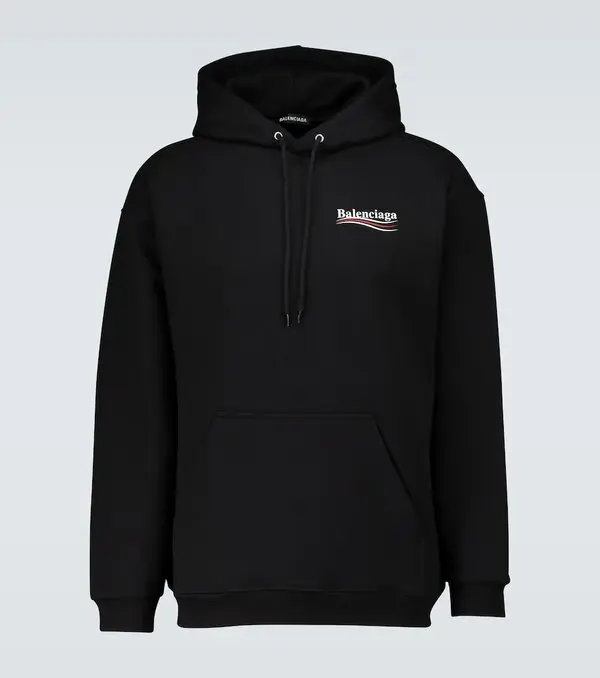 Balenciaga Political Campaign Hooded Sweatshirt - Black