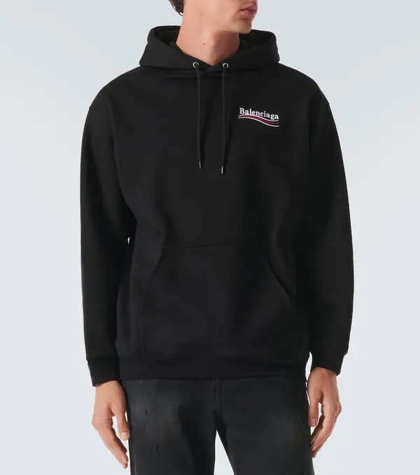 Balenciaga Political Campaign Hooded Sweatshirt - Black