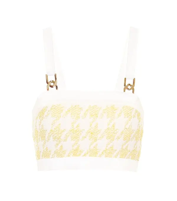 Balmain Houndstooth Jacquard Crop Top