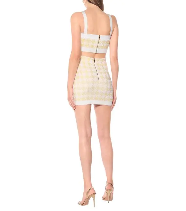 Balmain Houndstooth Jacquard Crop Top