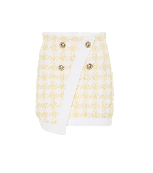 Balmain Houndstooth Jacquard Bodycon Miniskirt
