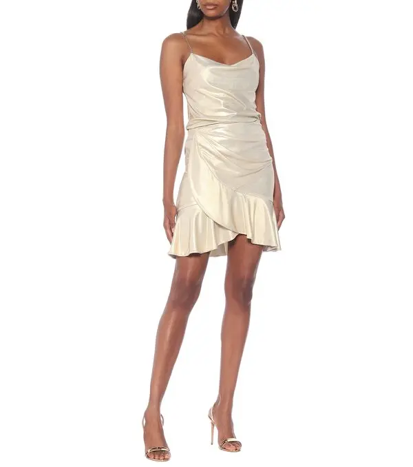 Balmain Ruffle-trimmed Lamé Miniskirt