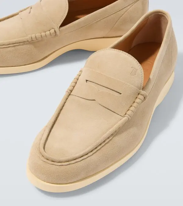 TOD'S Suede Penny Loafers - Beige