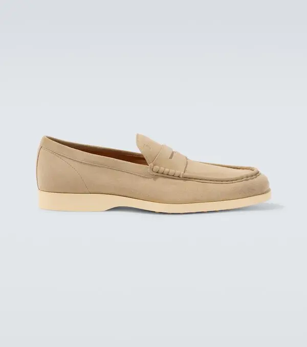 TOD'S Suede Penny Loafers - Beige