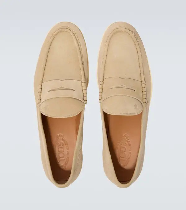 TOD'S Suede Penny Loafers - Beige