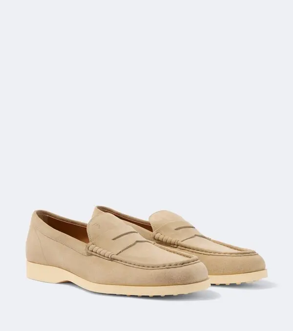 TOD'S Suede Penny Loafers - Beige