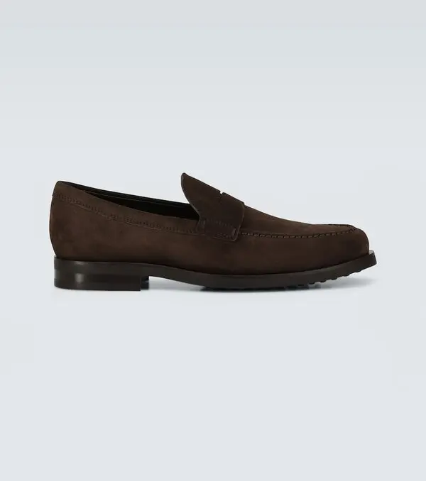 TOD'S Suede Penny Loafers - Brown