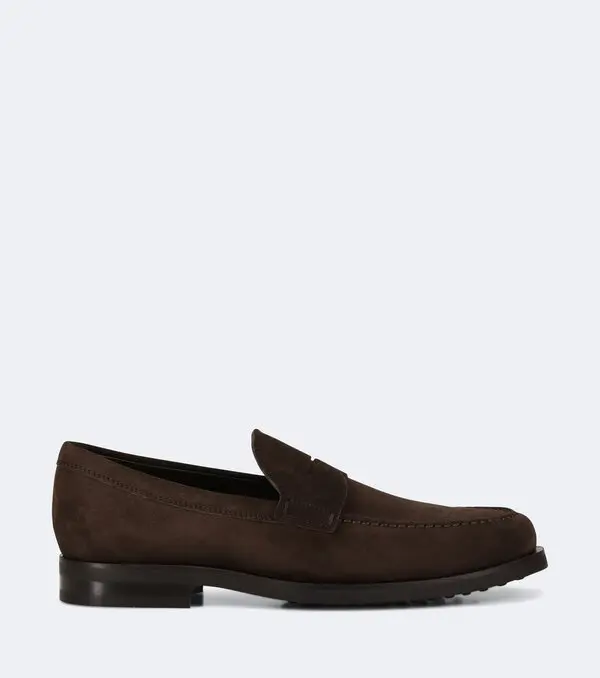 TOD'S Suede Penny Loafers - Brown