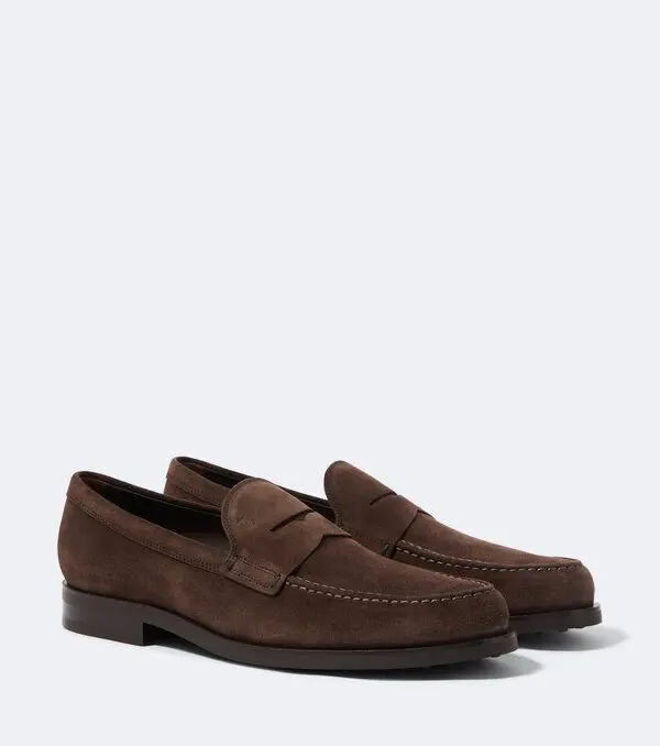TOD'S Suede Penny Loafers - Brown