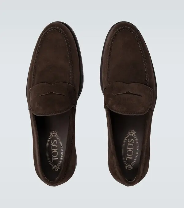 TOD'S Suede Penny Loafers - Brown