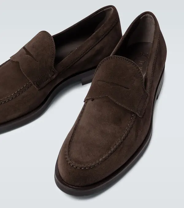 TOD'S Suede Penny Loafers - Brown