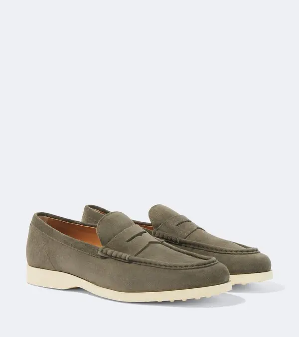 TOD'S Suede Penny Loafers - Grey