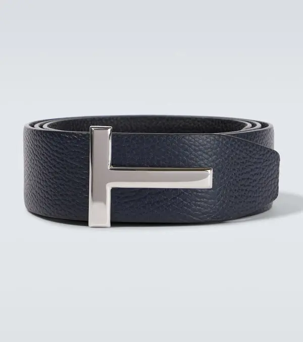 TOM FORD T Icon Reversible Leather Belt - Blue