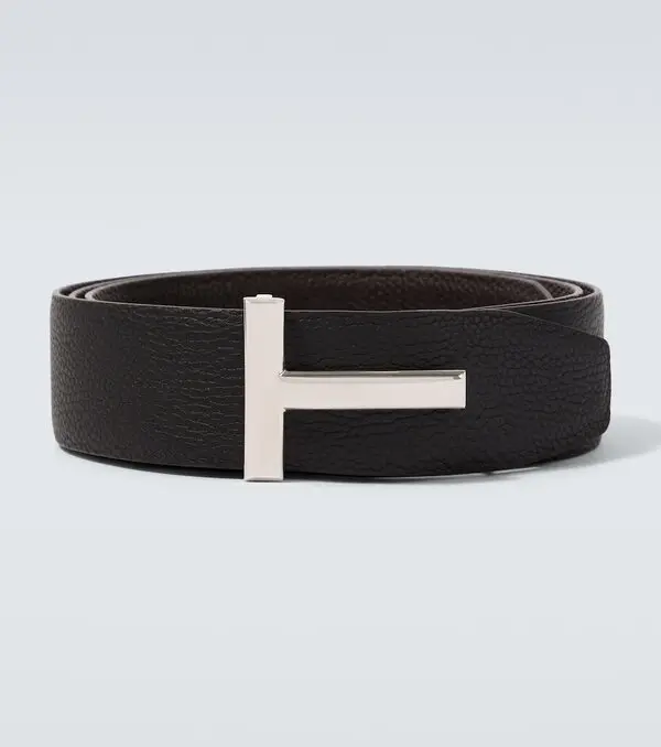 TOM FORD T Icon Reversible Leather Belt - Brown