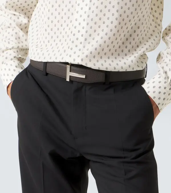 TOM FORD T Icon Reversible Leather Belt - Brown