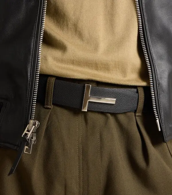 TOM FORD T Icon Reversible Leather Belt - Brown