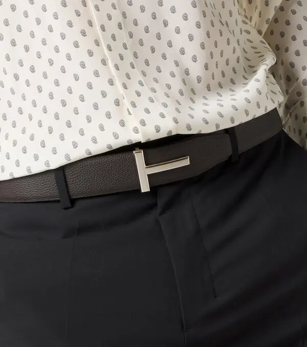 TOM FORD T Icon Reversible Leather Belt - Brown