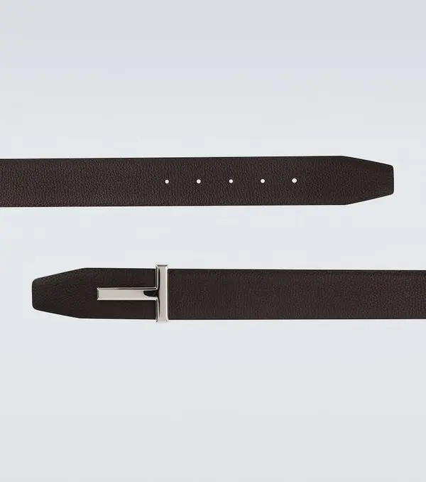 TOM FORD T Icon Reversible Leather Belt - Brown