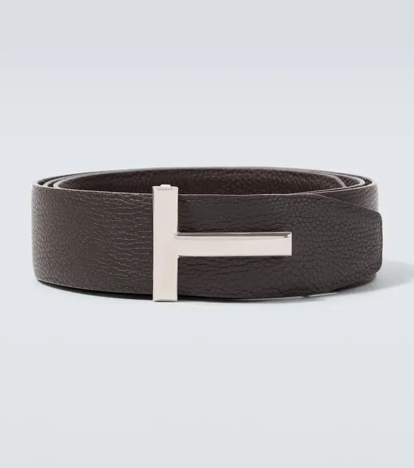 TOM FORD T Icon Reversible Leather Belt - Brown