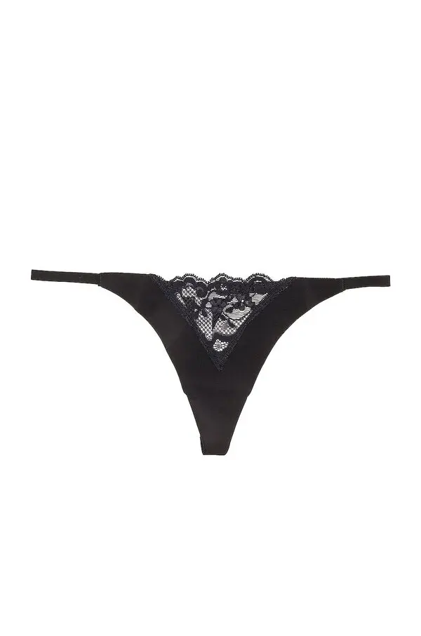 Fleur Du Mal Charlotte Lace V String Panty - Black