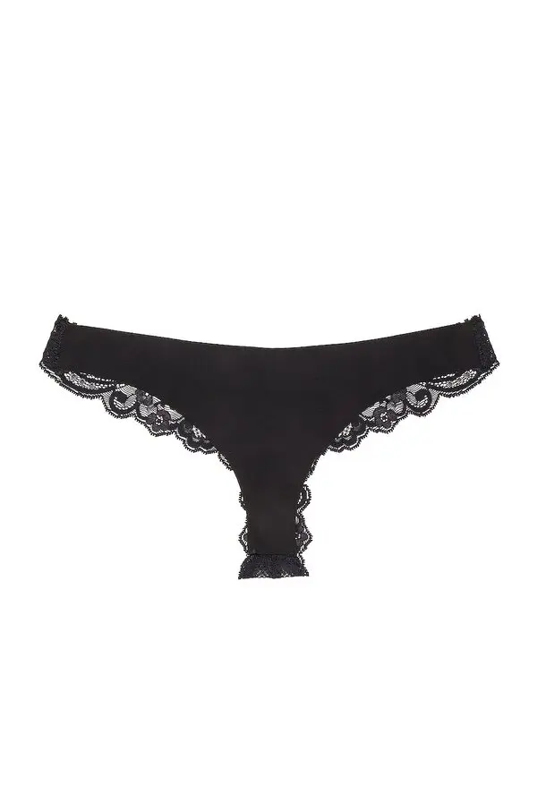 Fleur Du Mal Charlotte Lace Thong Panty - Black