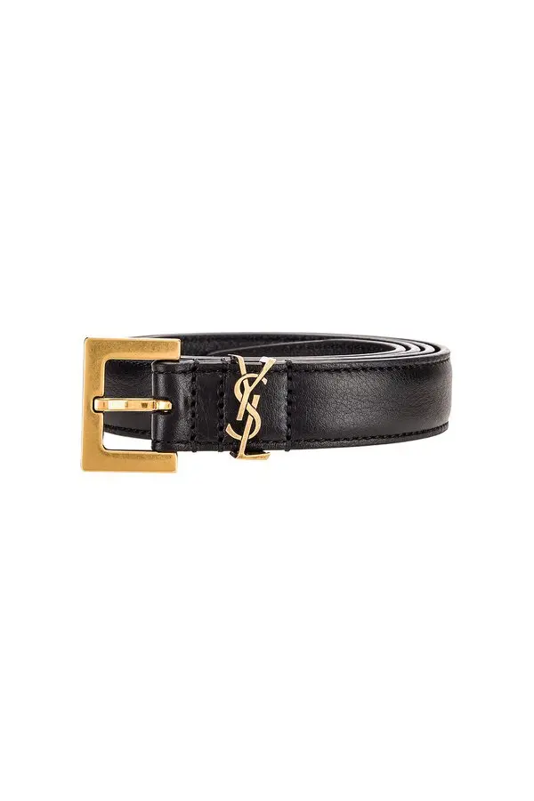 Saint Laurent Logo Leather Belt - Black
