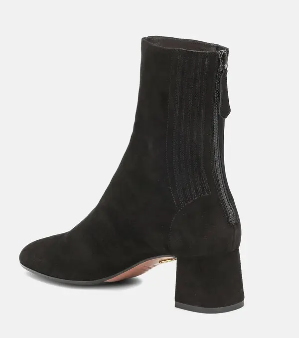 AQUAZZURA Saint Honoré 50 Suede Ankle Boots - Black