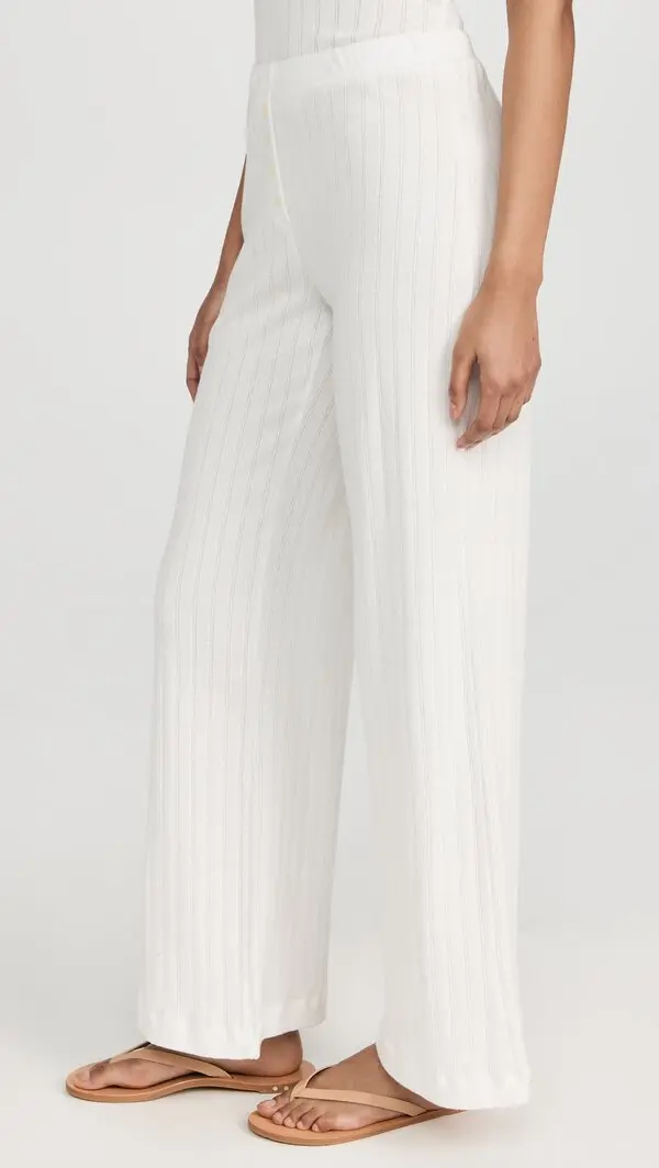 LESET Pointelle Knit Pants - White