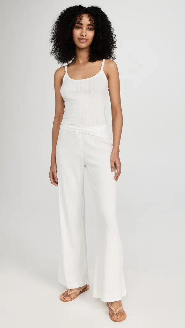 LESET Pointelle Knit Pants - White