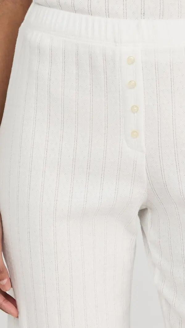 LESET Pointelle Knit Pants - White