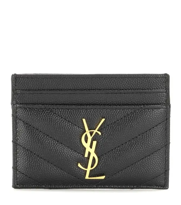 Saint Laurent Monogram Quilted Leather Card Holder - Black