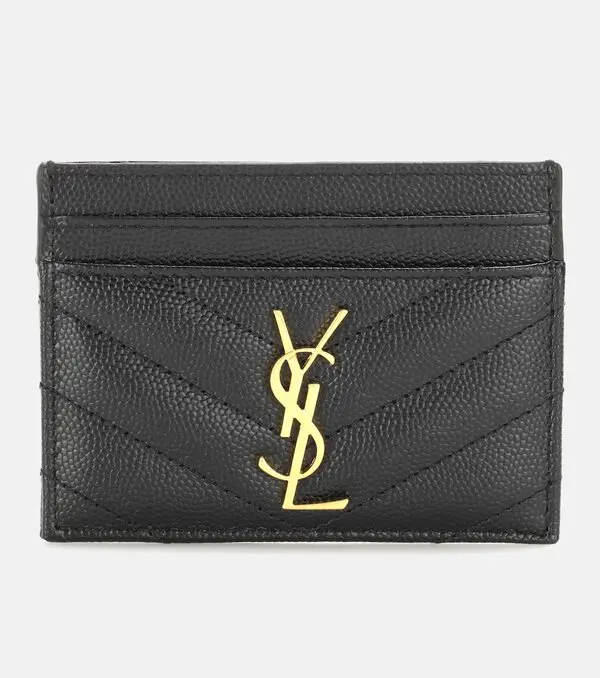 Saint Laurent Monogram Quilted Leather Card Holder - Black